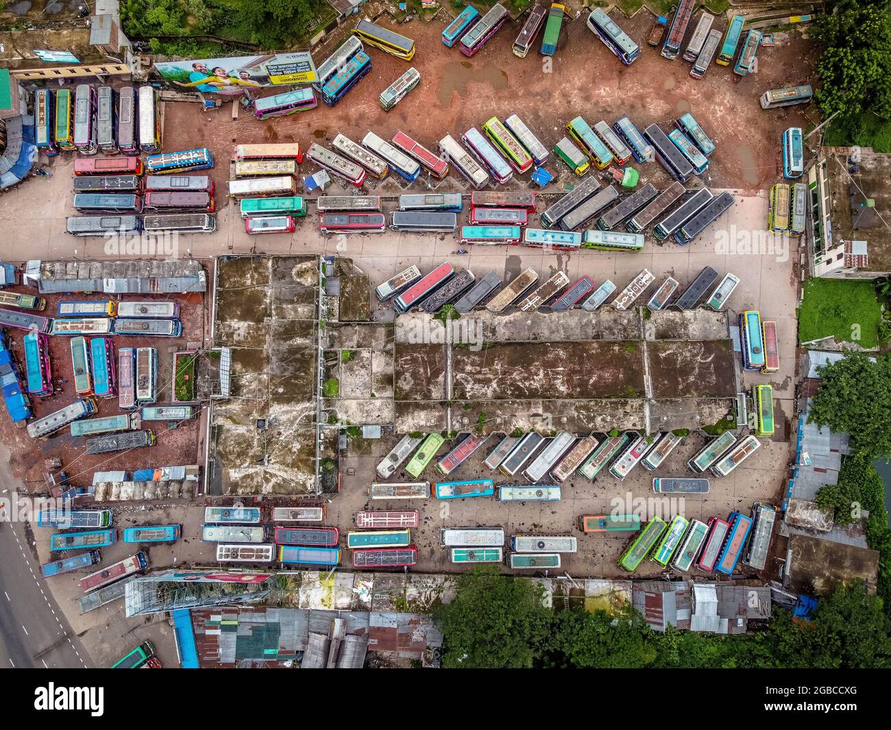 Non Exclusive: BARISHAL, BANGLADESH - AUGUST 2: Aerial view taked with ...