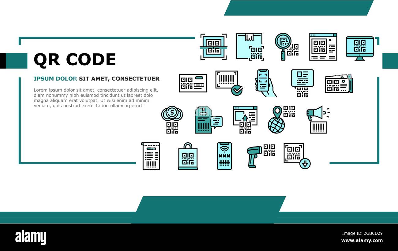 Qr Code Identification Landing Header Vector Stock Vector Image & Art ...