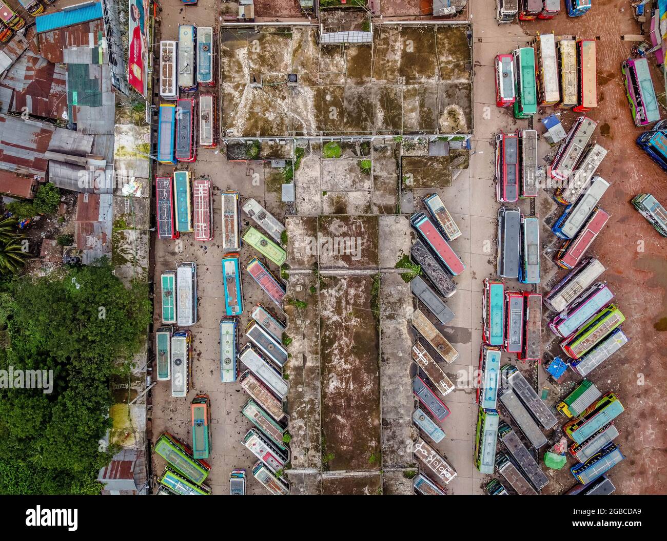 Non Exclusive: BARISHAL, BANGLADESH - AUGUST 2: Aerial view taked with ...