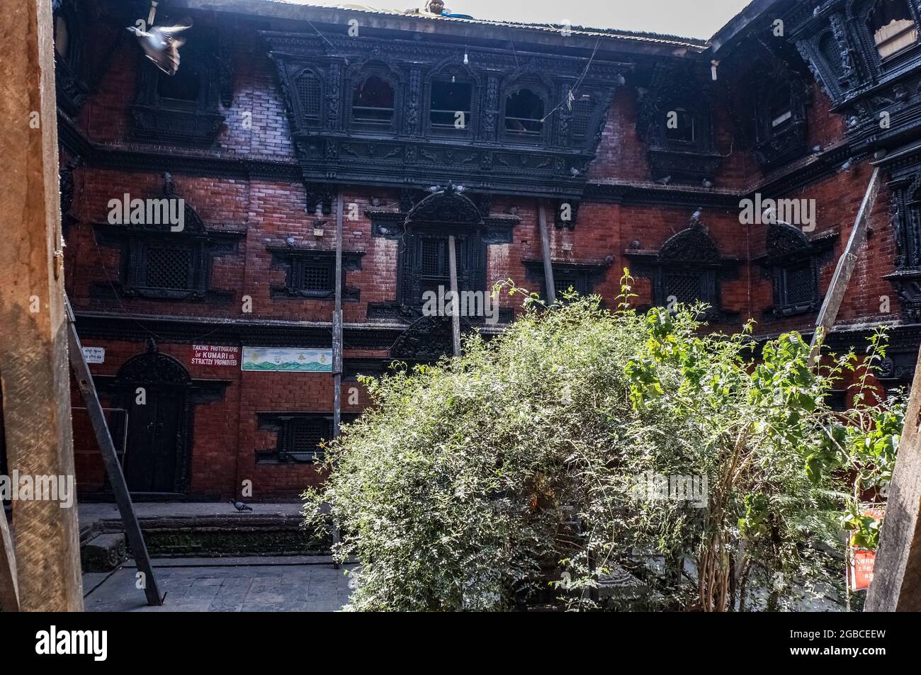 Kumari Ghar, the palace of the living Kumari goddess in Kathmandu, with ...