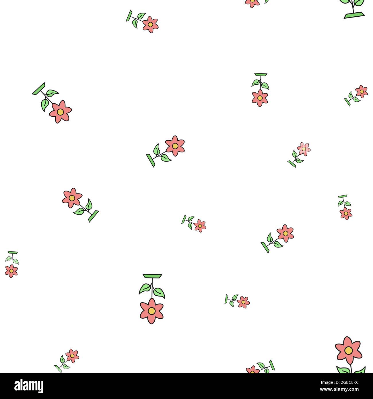 Seamless pattern of ecological icons. Growing flower. Isolated on white ...