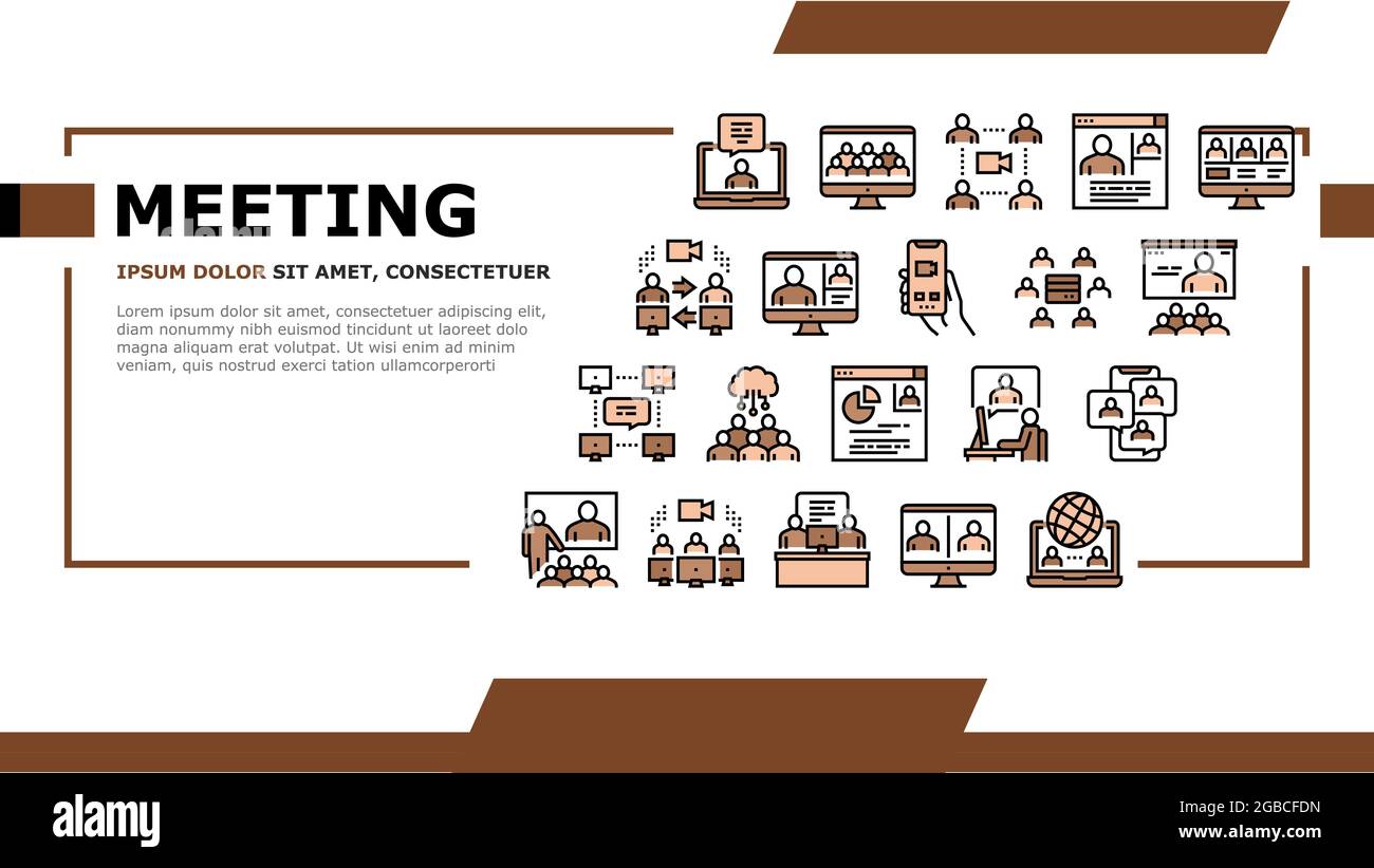 Online Video Meeting Landing Header Vector Stock Vector Image & Art - Alamy