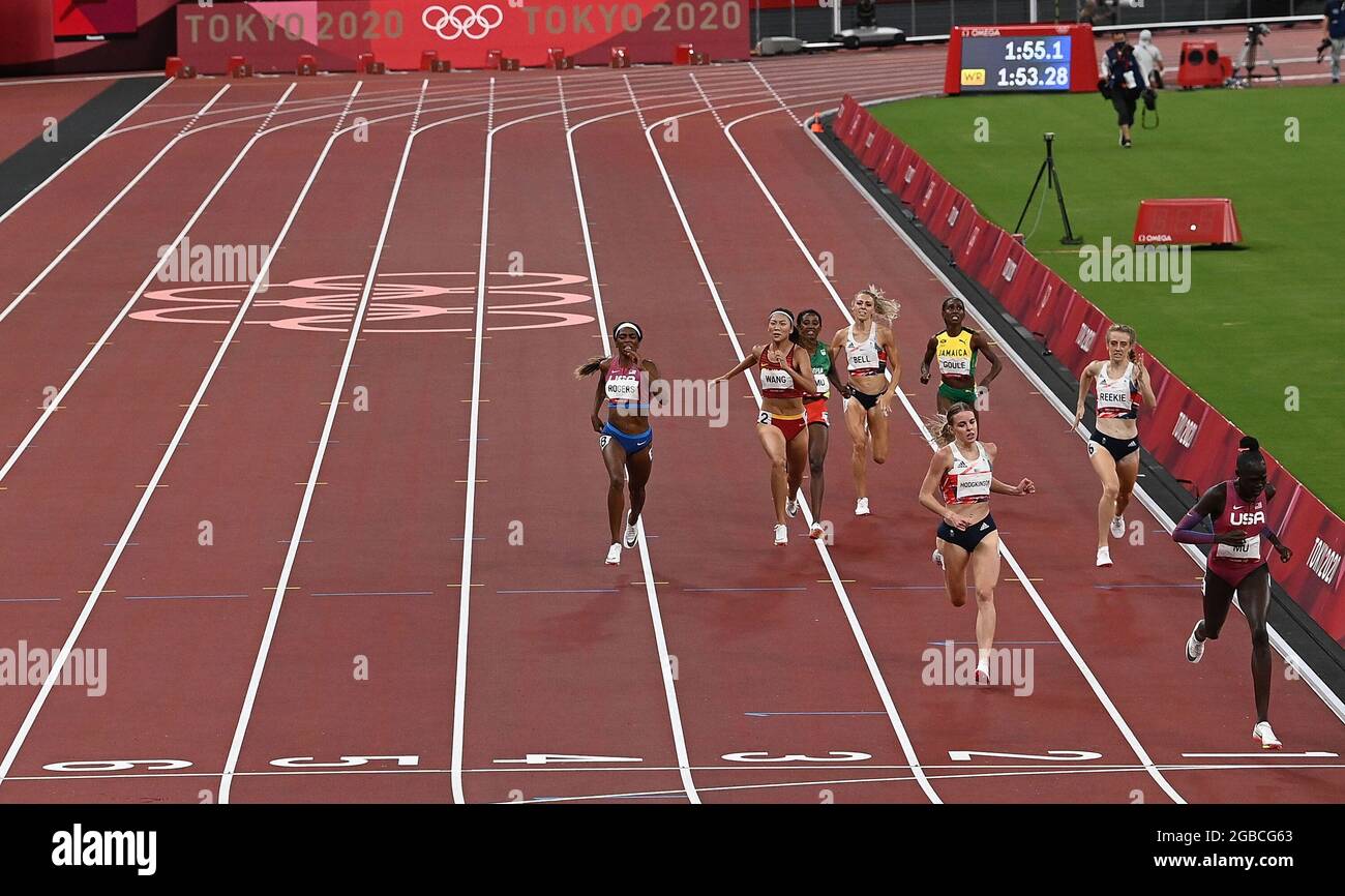 Tokyo, Japan. 3rd Aug, 2021. Athletes compete during the Women's 800m ...
