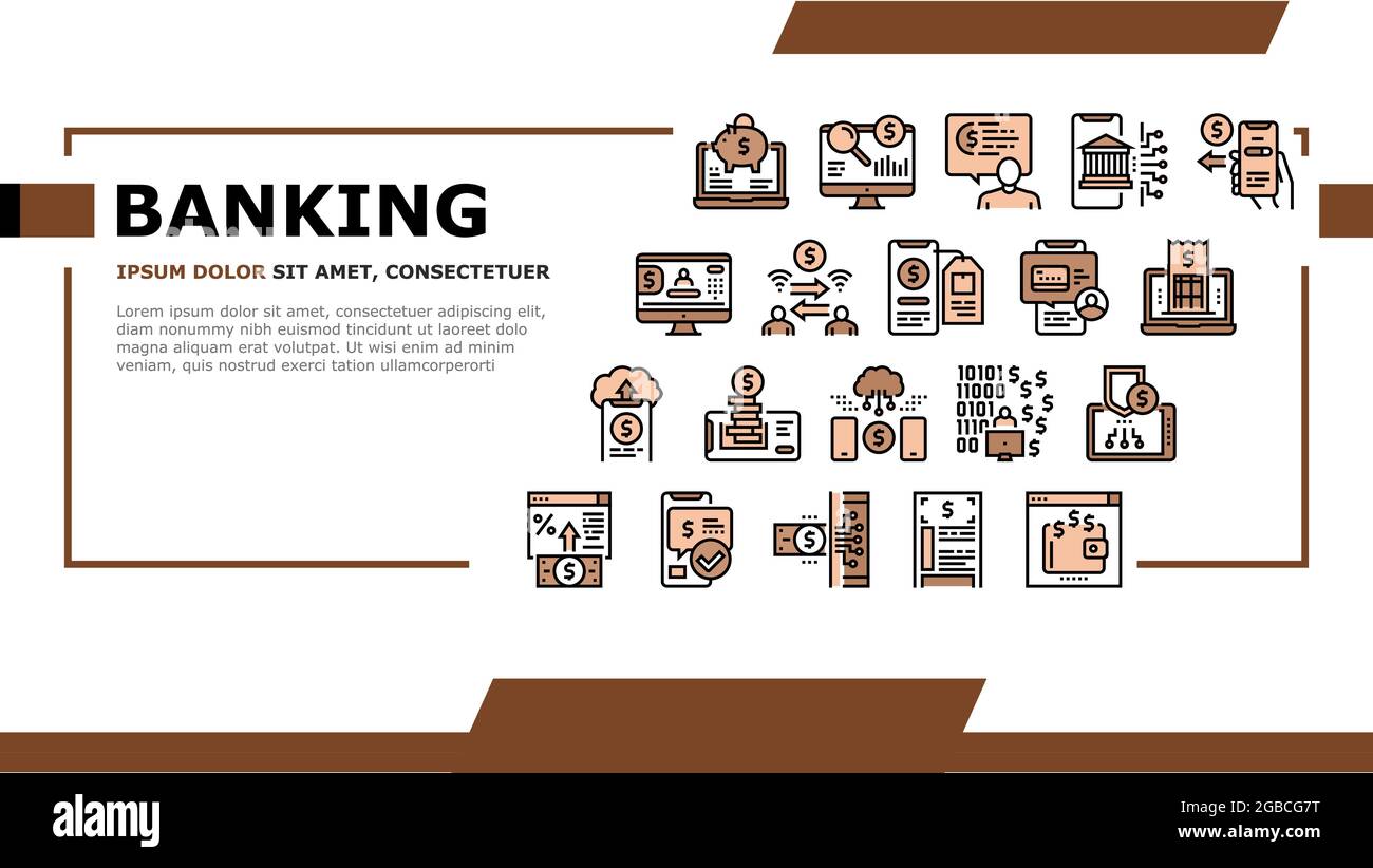 Online Banking Finance Landing Header Vector Stock Vector Image & Art ...