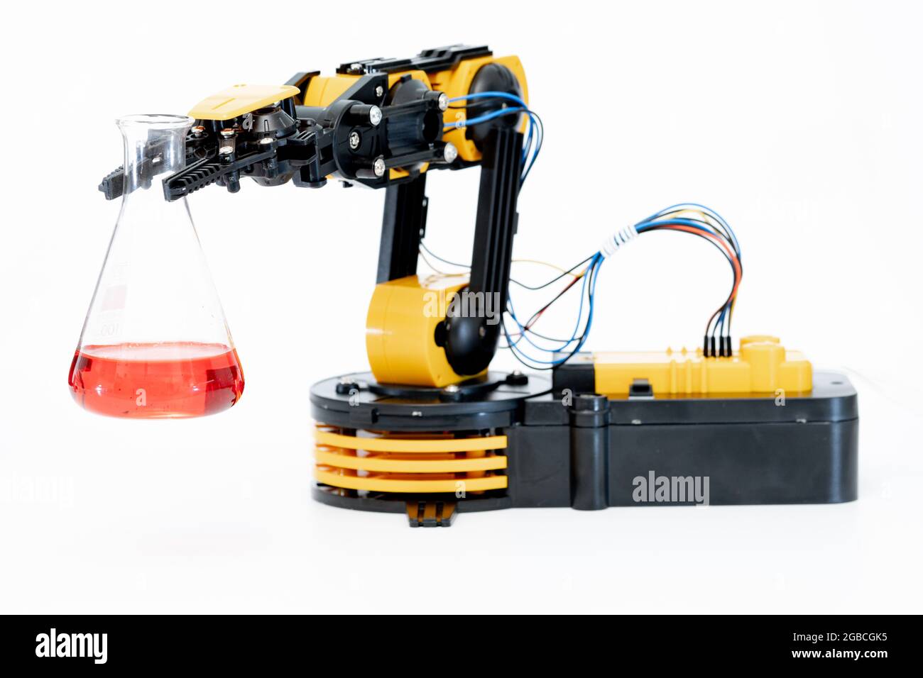 Laboratory robot with flask in robotics science laboratory Stock Photo ...