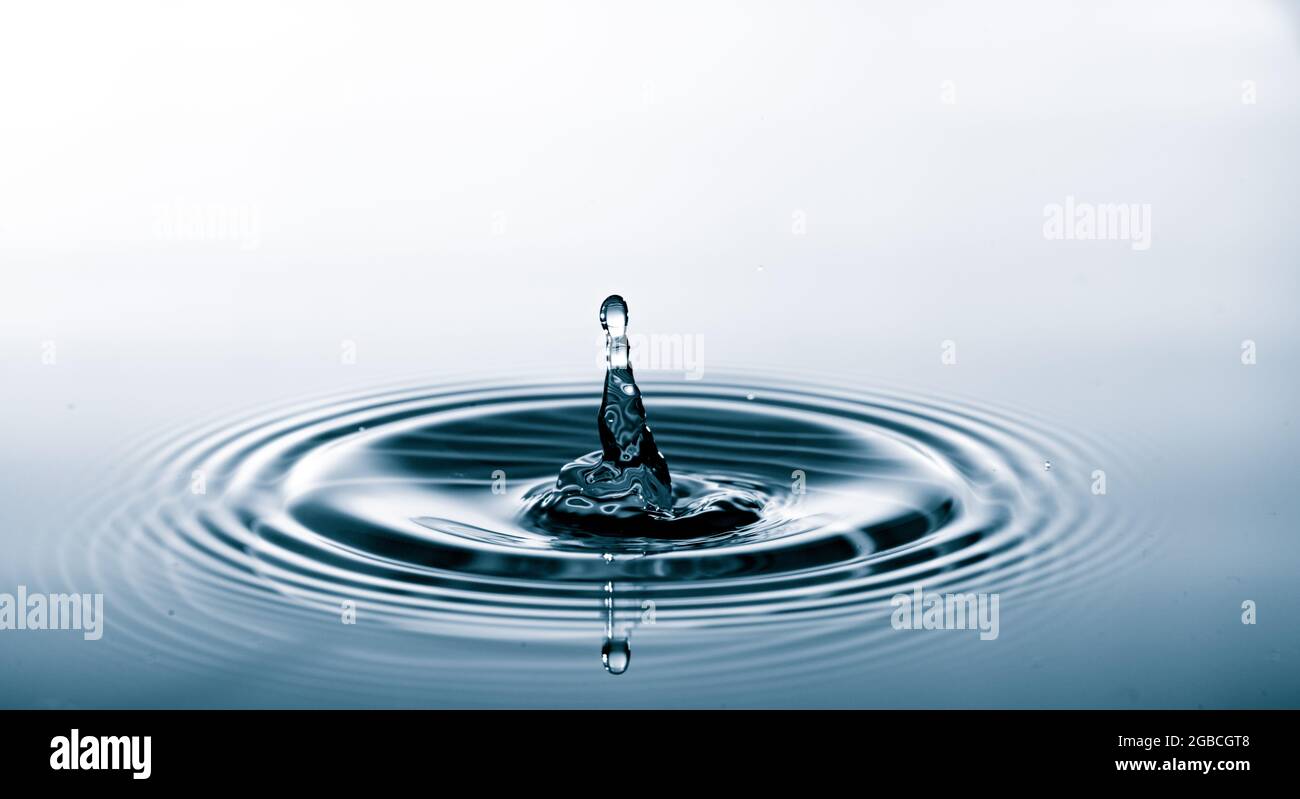 Water drop falling into water making a perfect droplet splash Stock ...