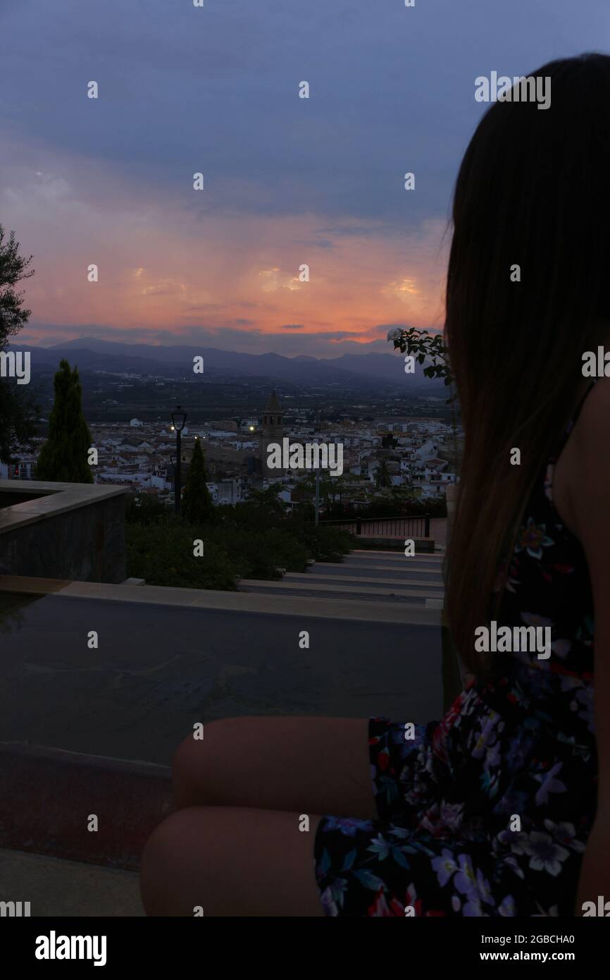 She's looking and enjoying the outstanding landscape Stock Photo - Alamy