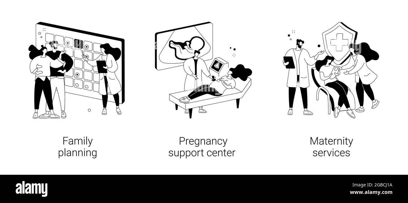 Pregnancy and birth support abstract concept vector illustrations Stock ...