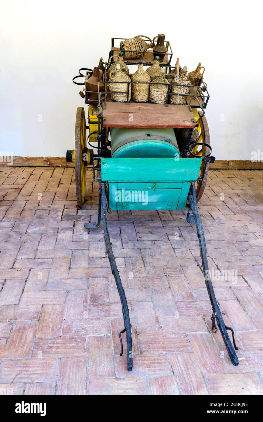 Exhibit of vintage horse drawn artisan cart at the Sao Bras de Alportel ...