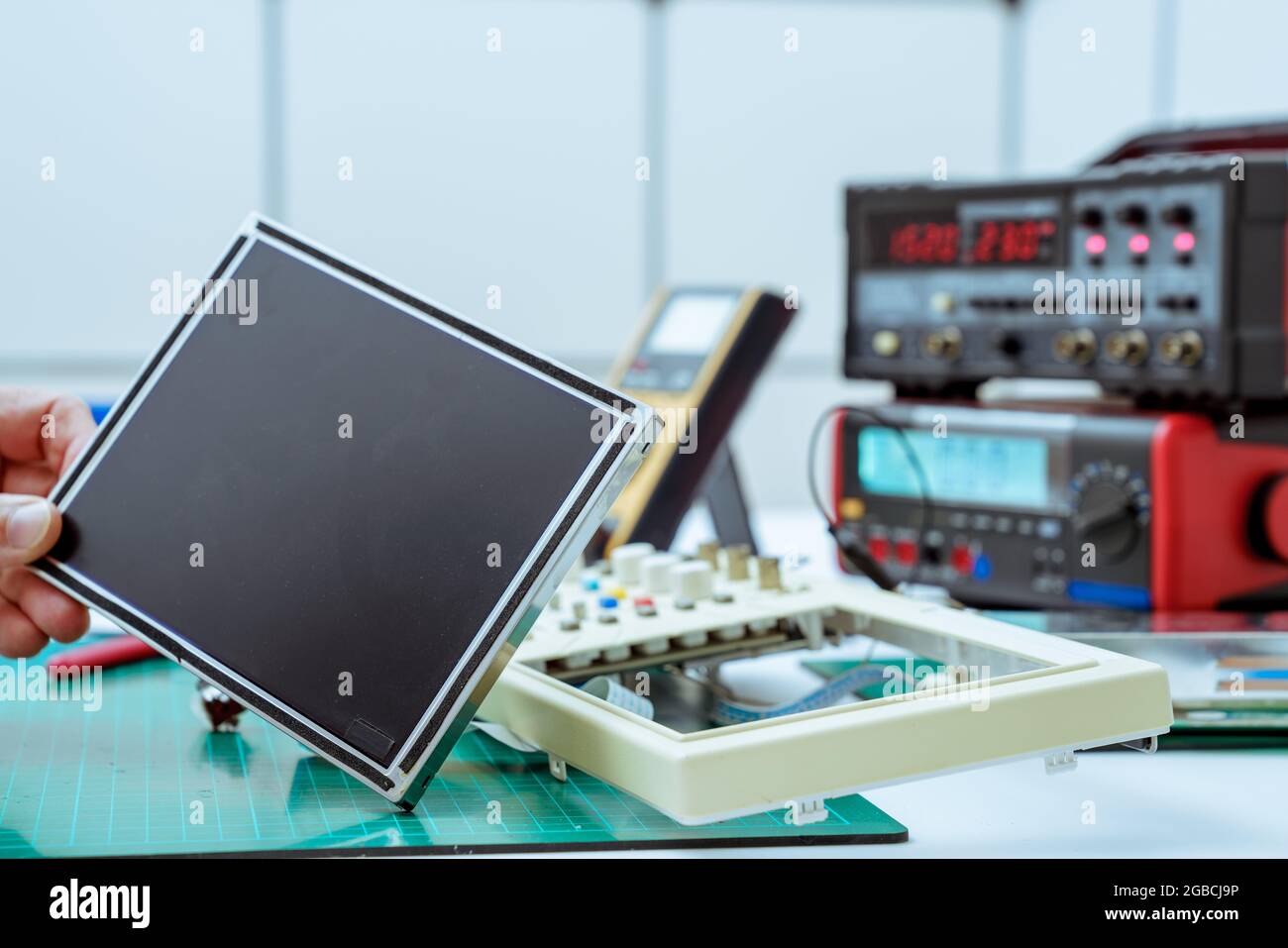 Repair of computer parts in a customer service laboratory Stock Photo ...