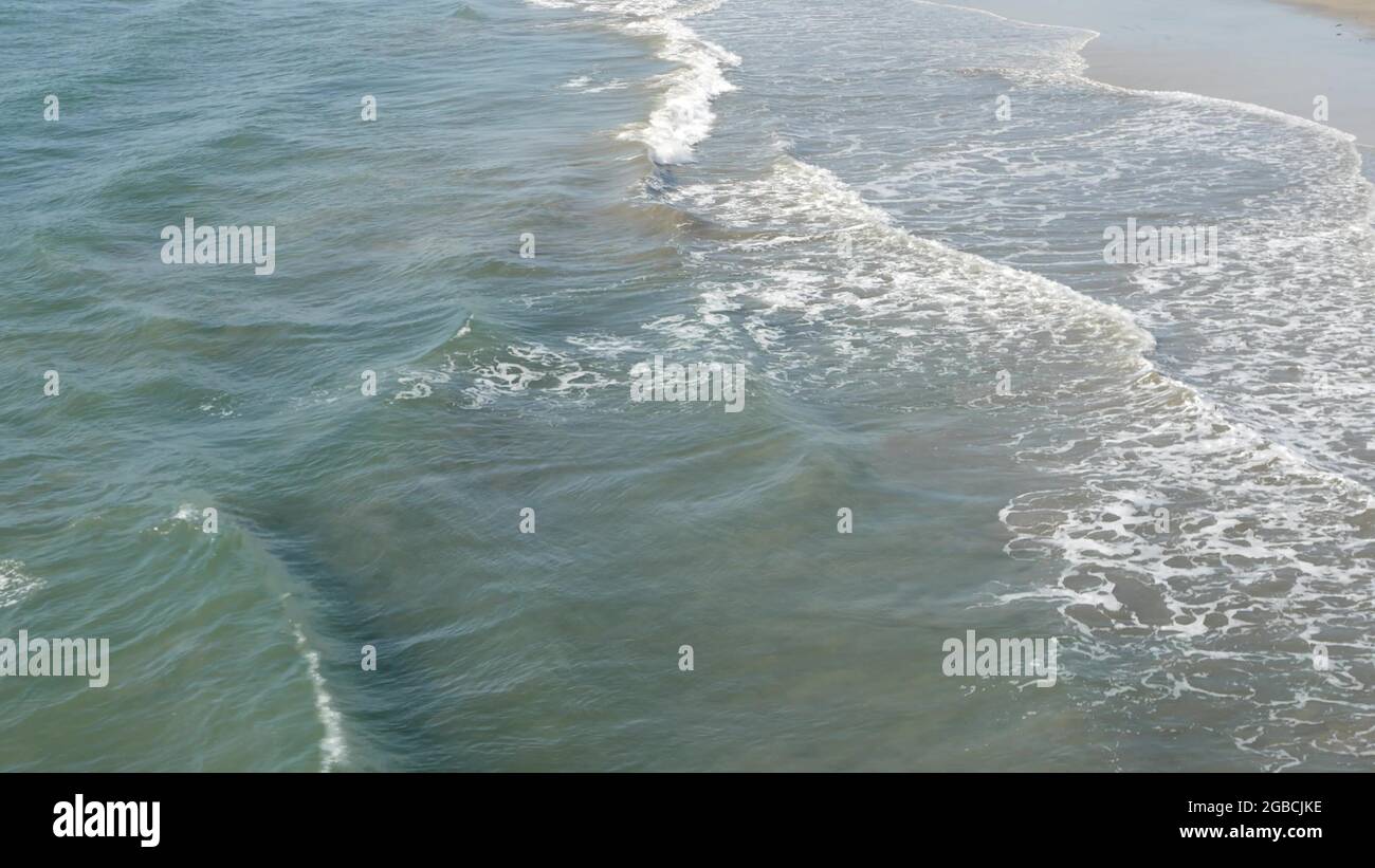 Pacific ocean big waves splashing, California coast USA. Water surface ...