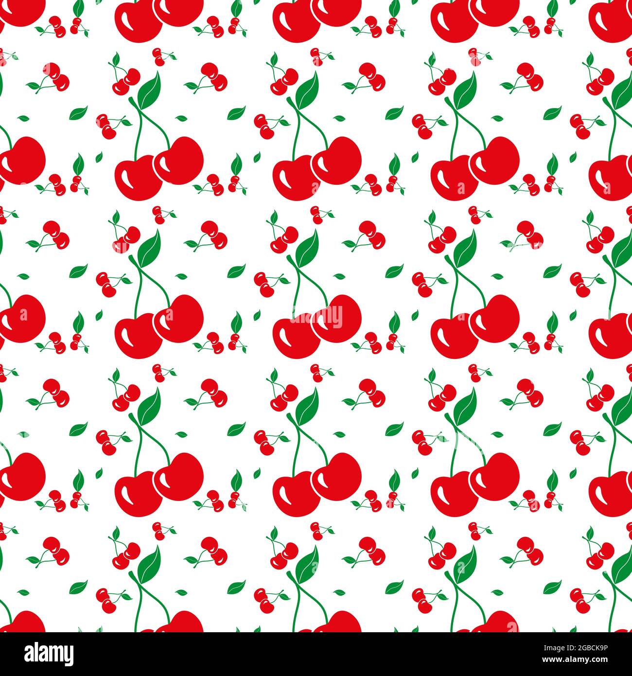 Seamless pattern with cherry on white background. vector texture for ...