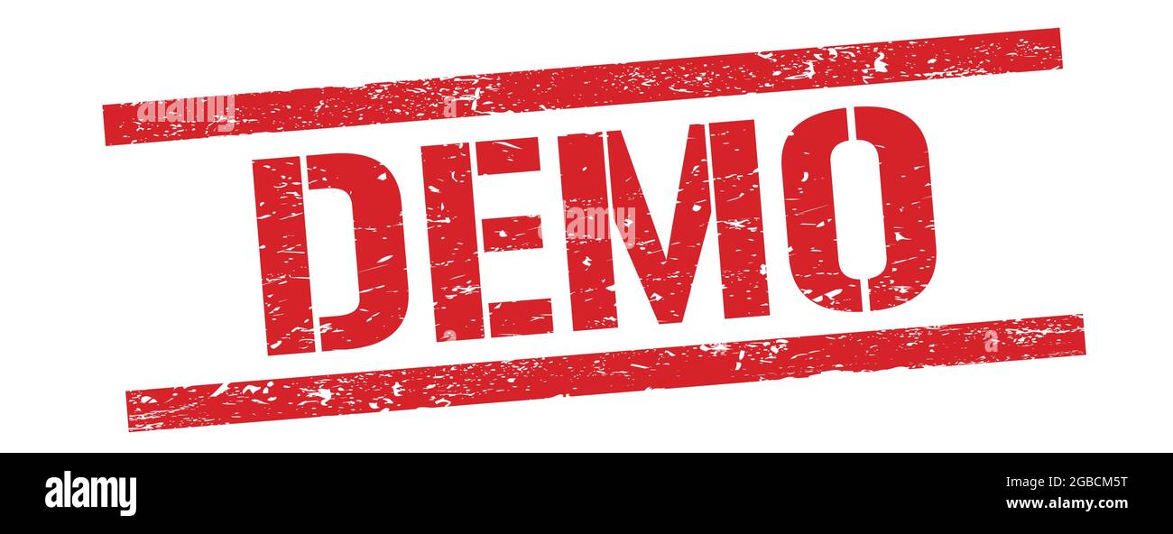 DEMO text on red grungy rectangle stamp sign Stock Photo - Alamy
