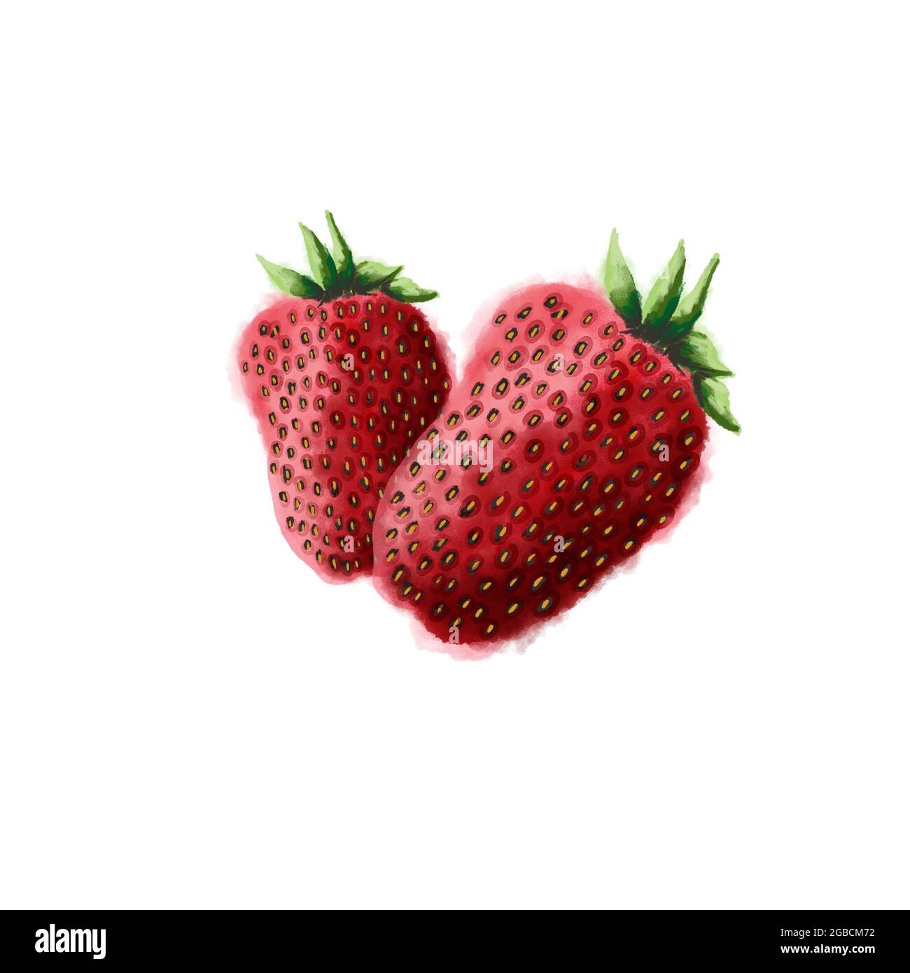 Strawberry isolated on a white background. Digital drawing of ...