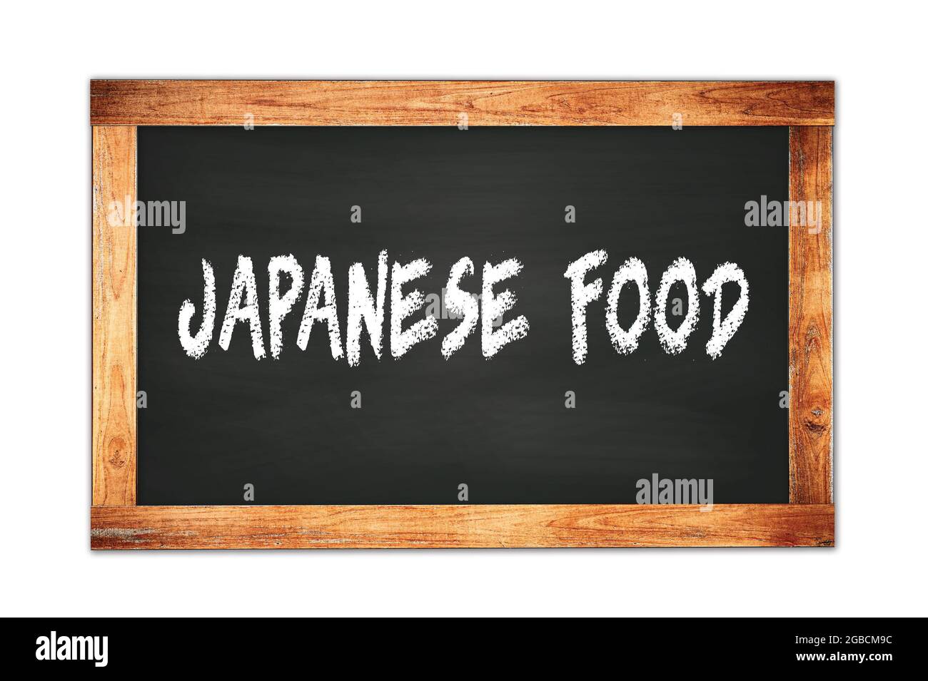 JAPANESE FOOD text written on black wooden frame school blackboard ...