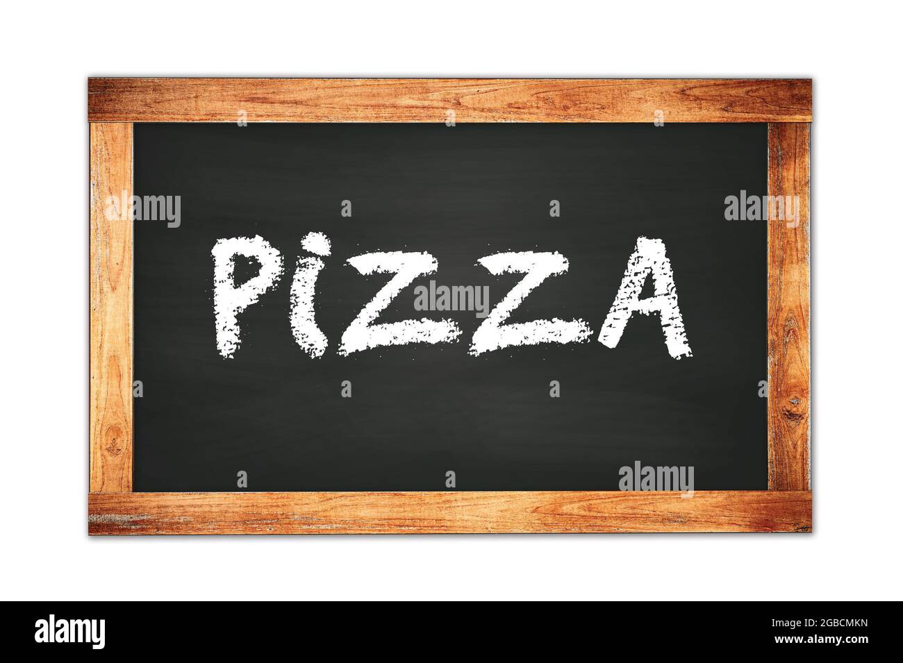 PIZZA text written on black wooden frame school blackboard Stock Photo ...