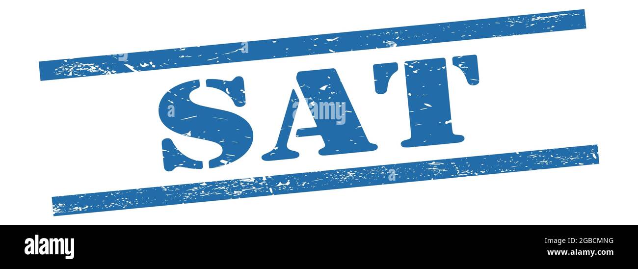 SAT letters written on lines blue stamp Stock Photo - Alamy