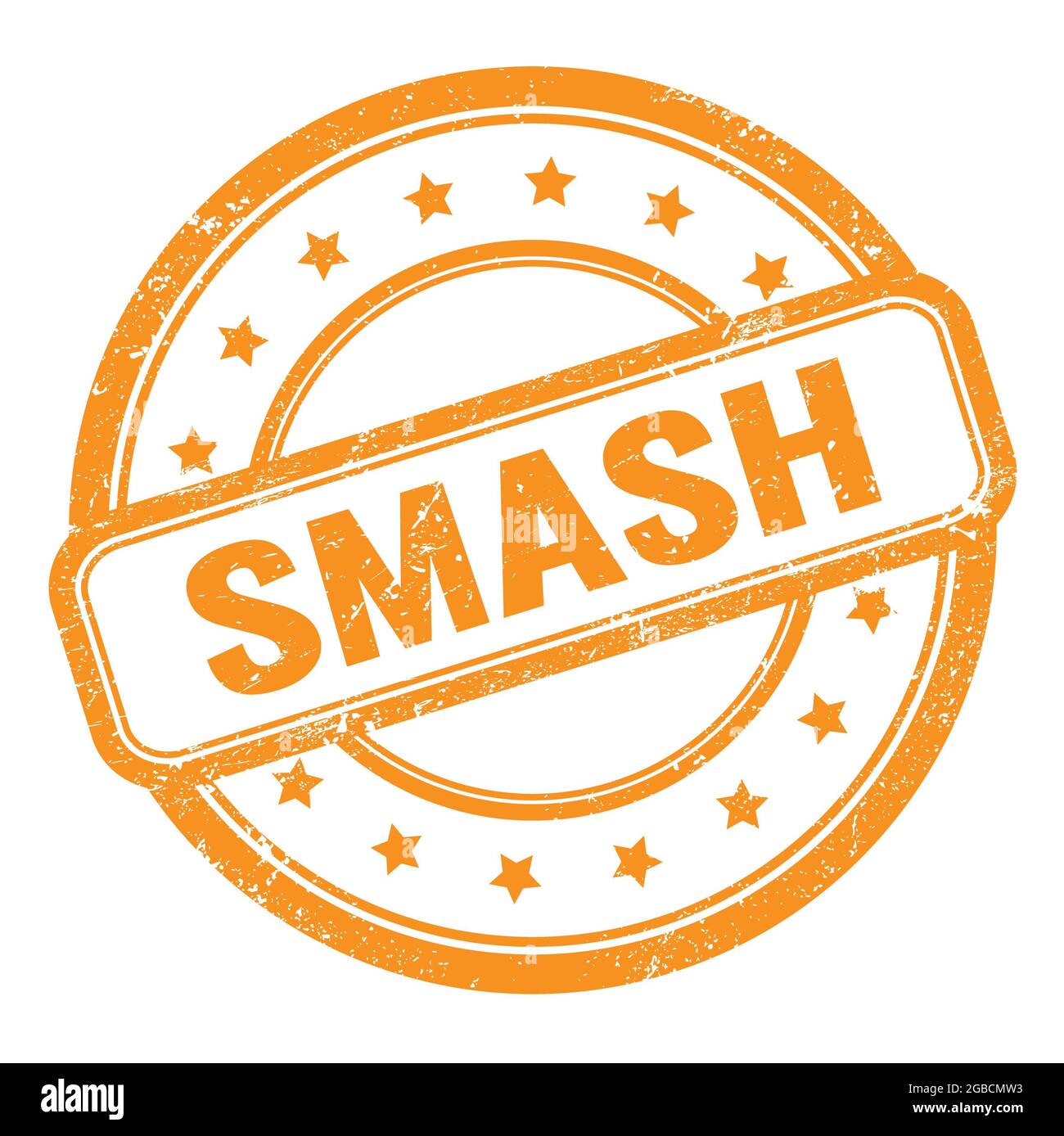 SMASH text on orange grungy vintage round rubber stamp Stock Photo - Alamy