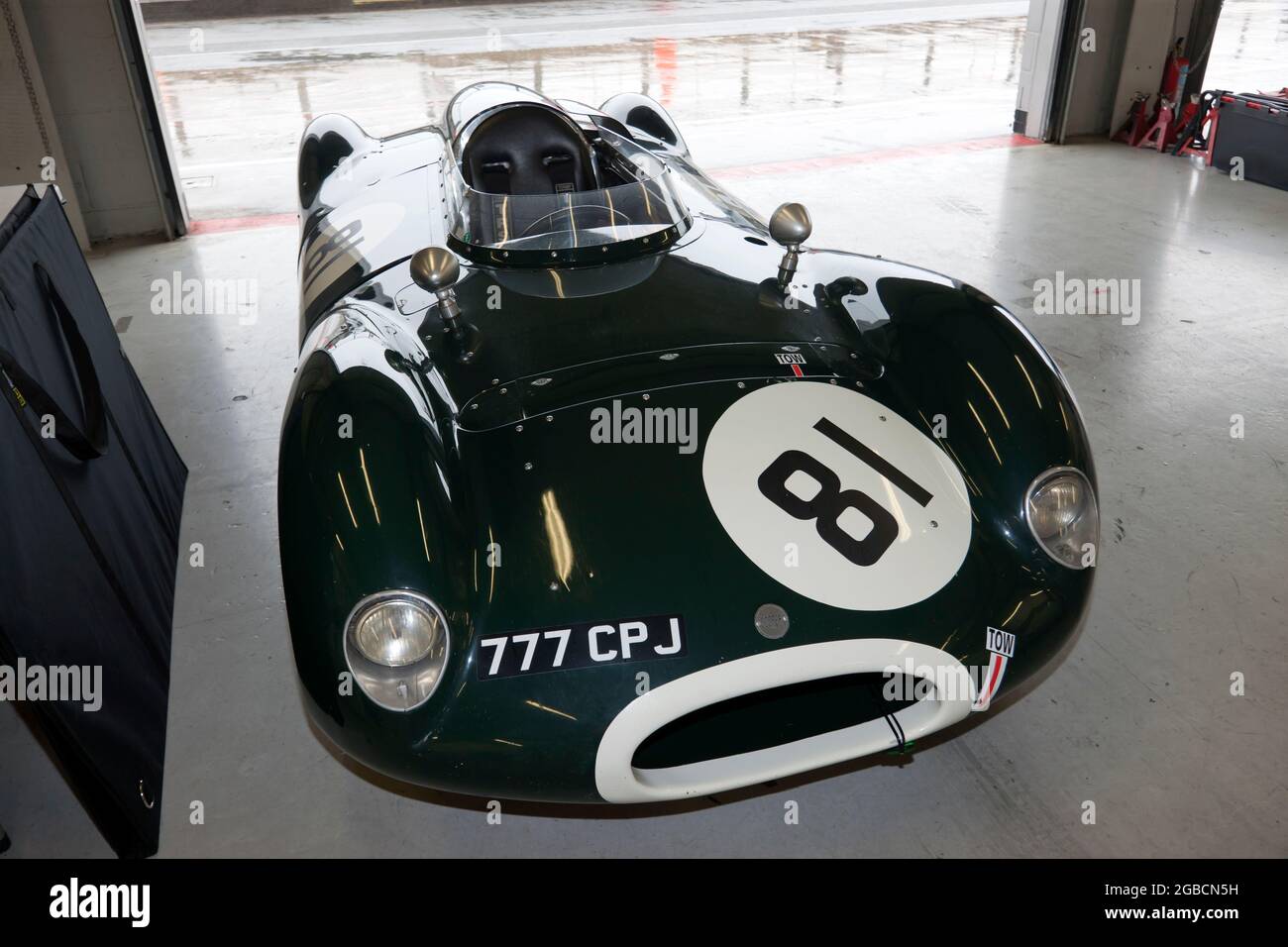 Front view of a Green, 1955, Cooper T39 Bobtail in the National Pits ...