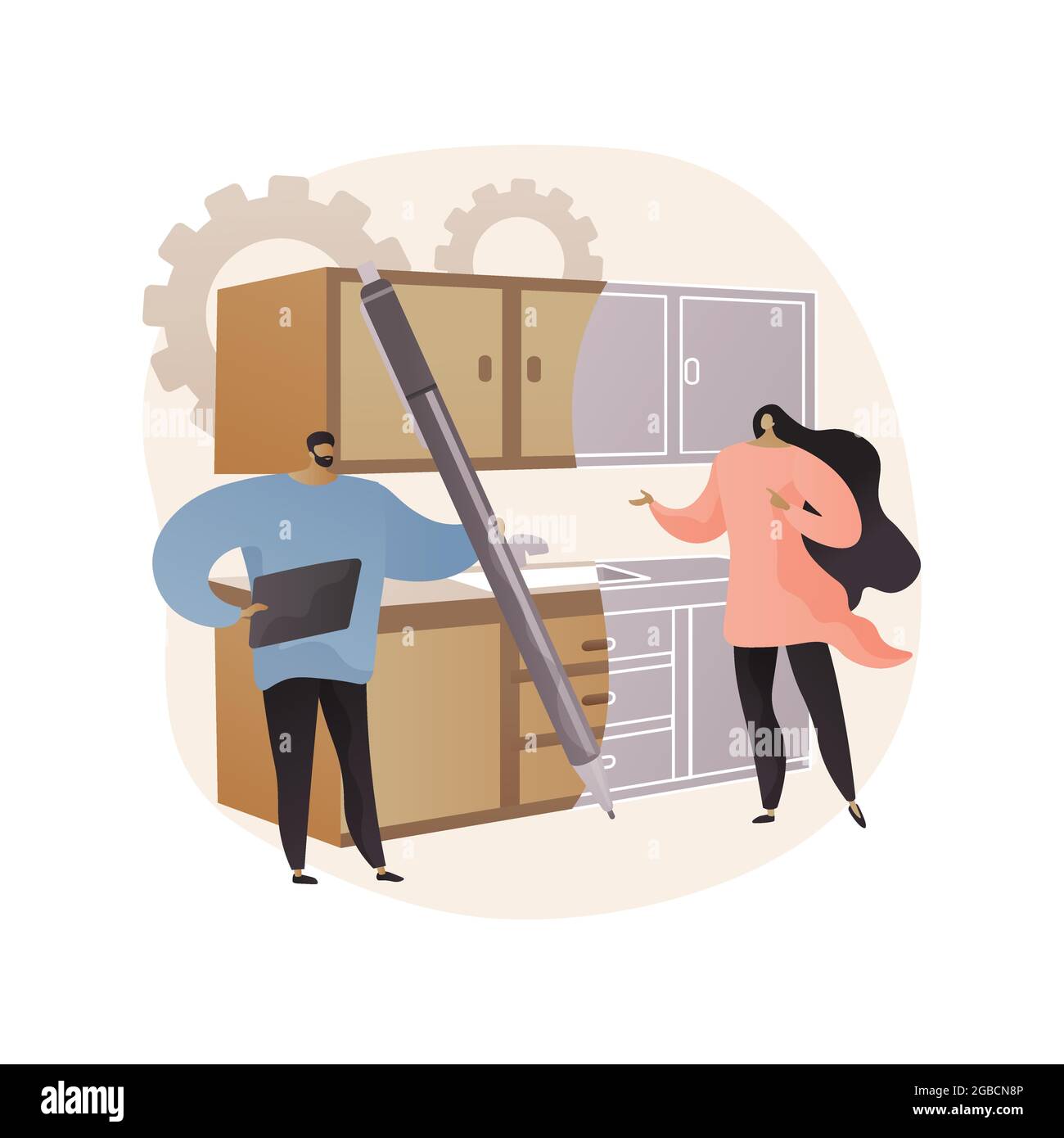 Custom made kitchens abstract concept vector illustration Stock Vector ...