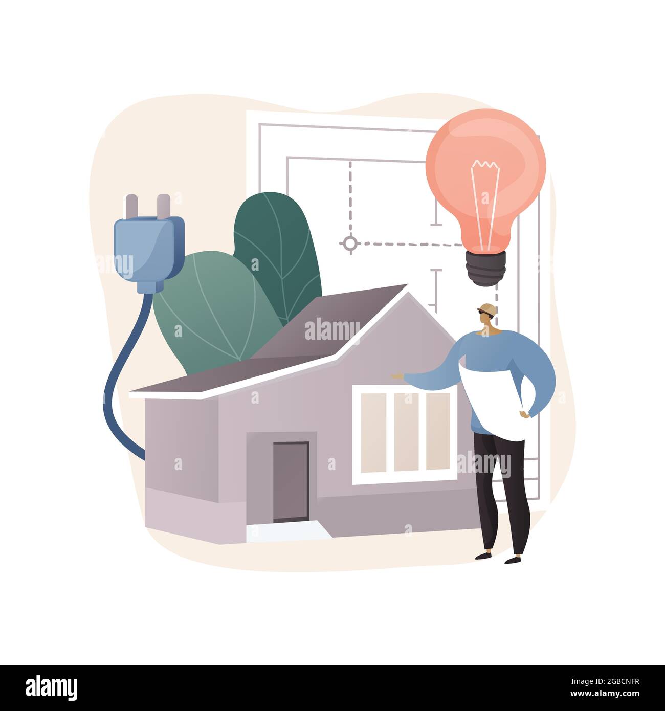 Residential electrical construction abstract concept vector ...