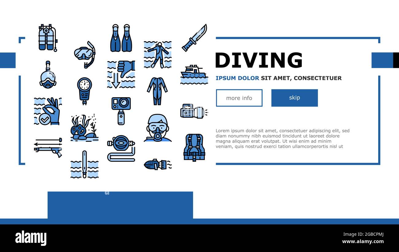 Diving Scuba Equipment Landing Header Vector Stock Vector Image & Art ...