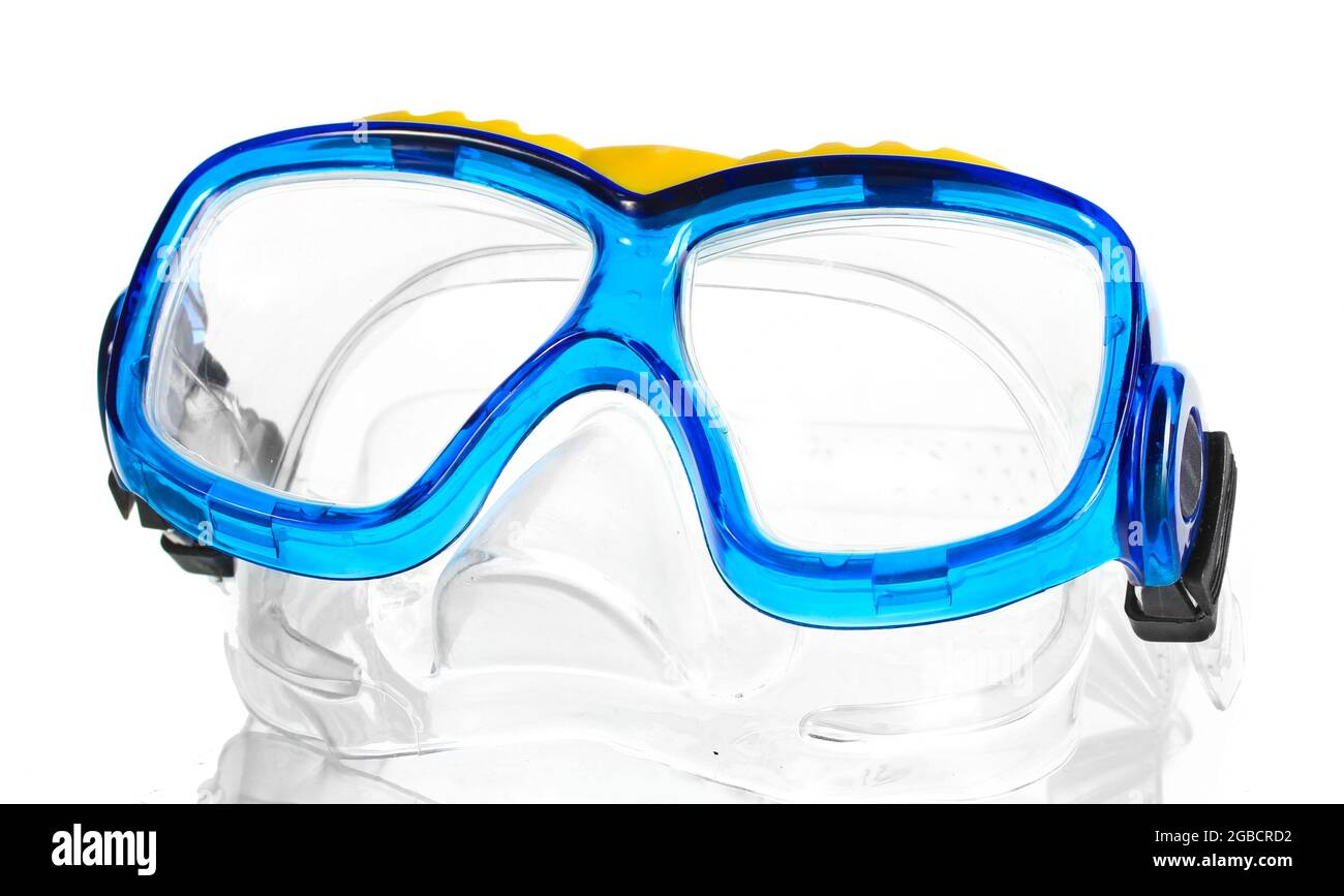 blue swim goggles isolated on white Stock Photo - Alamy