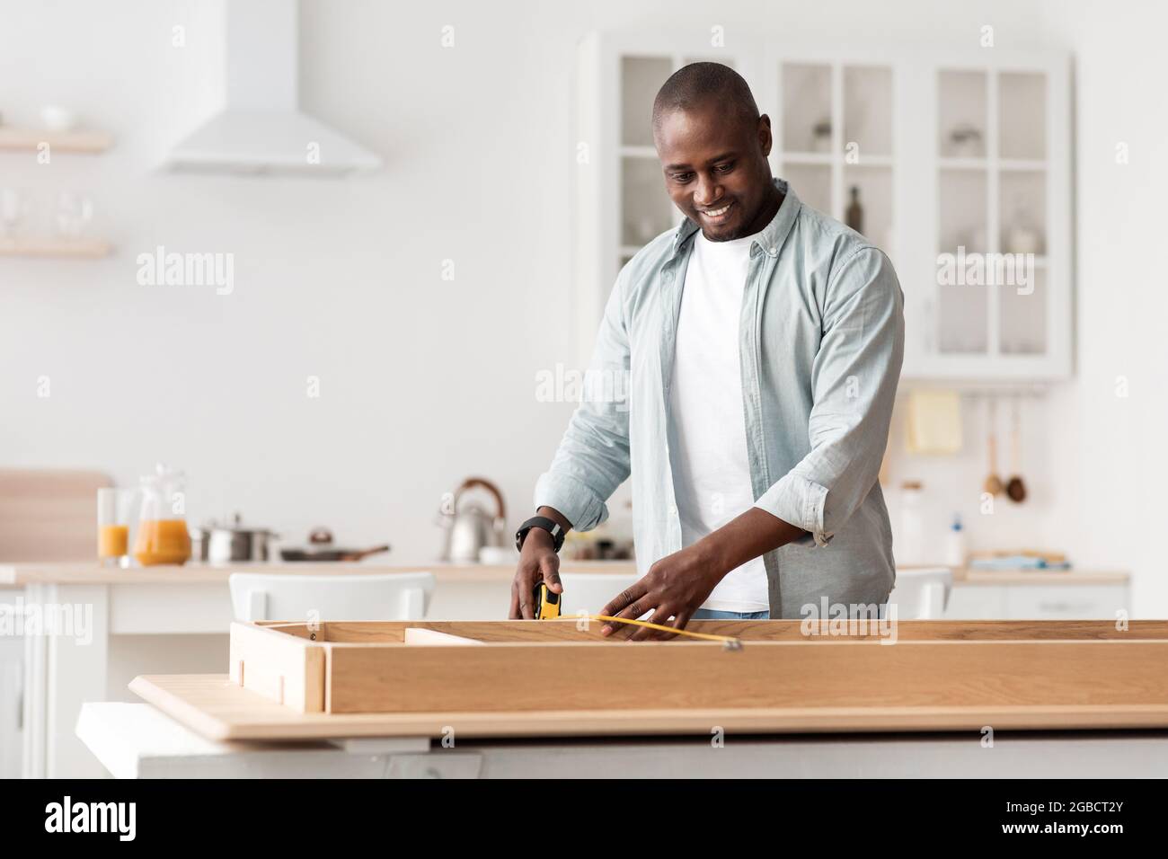 Handyman working at home, repairing, assembling and renovation or new ...