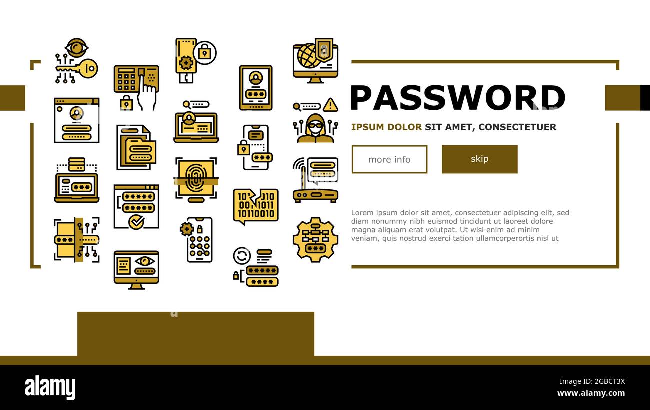 Password Protection Landing Web Page Header Banner Template Vector ...