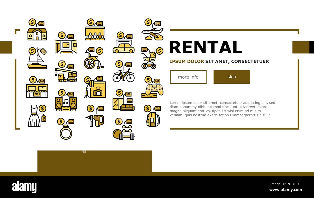 Rental Service Business Landing Web Page Header Banner Template Vector ...