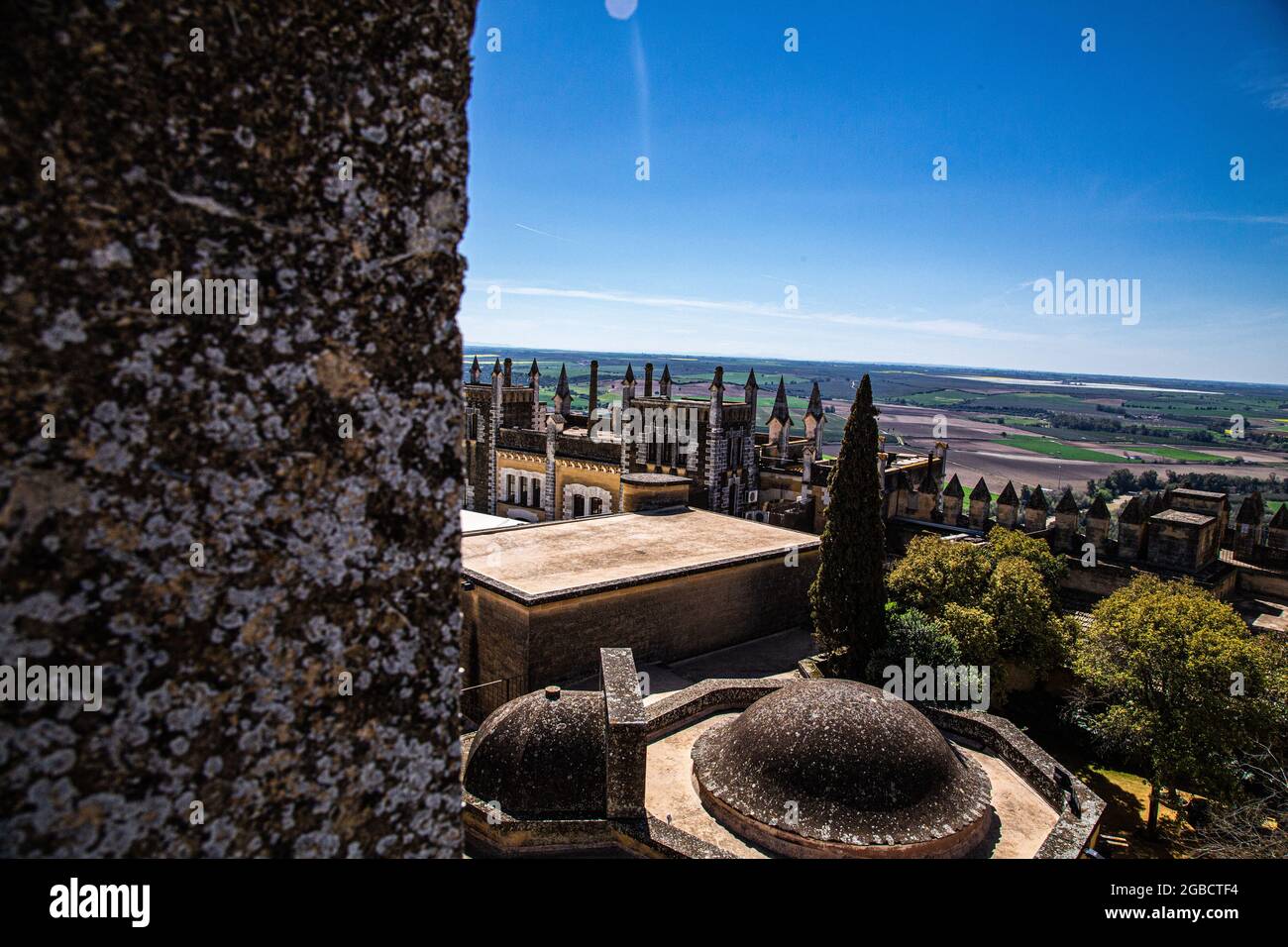 View of the upper part of the palace walls with exterior dome and ...
