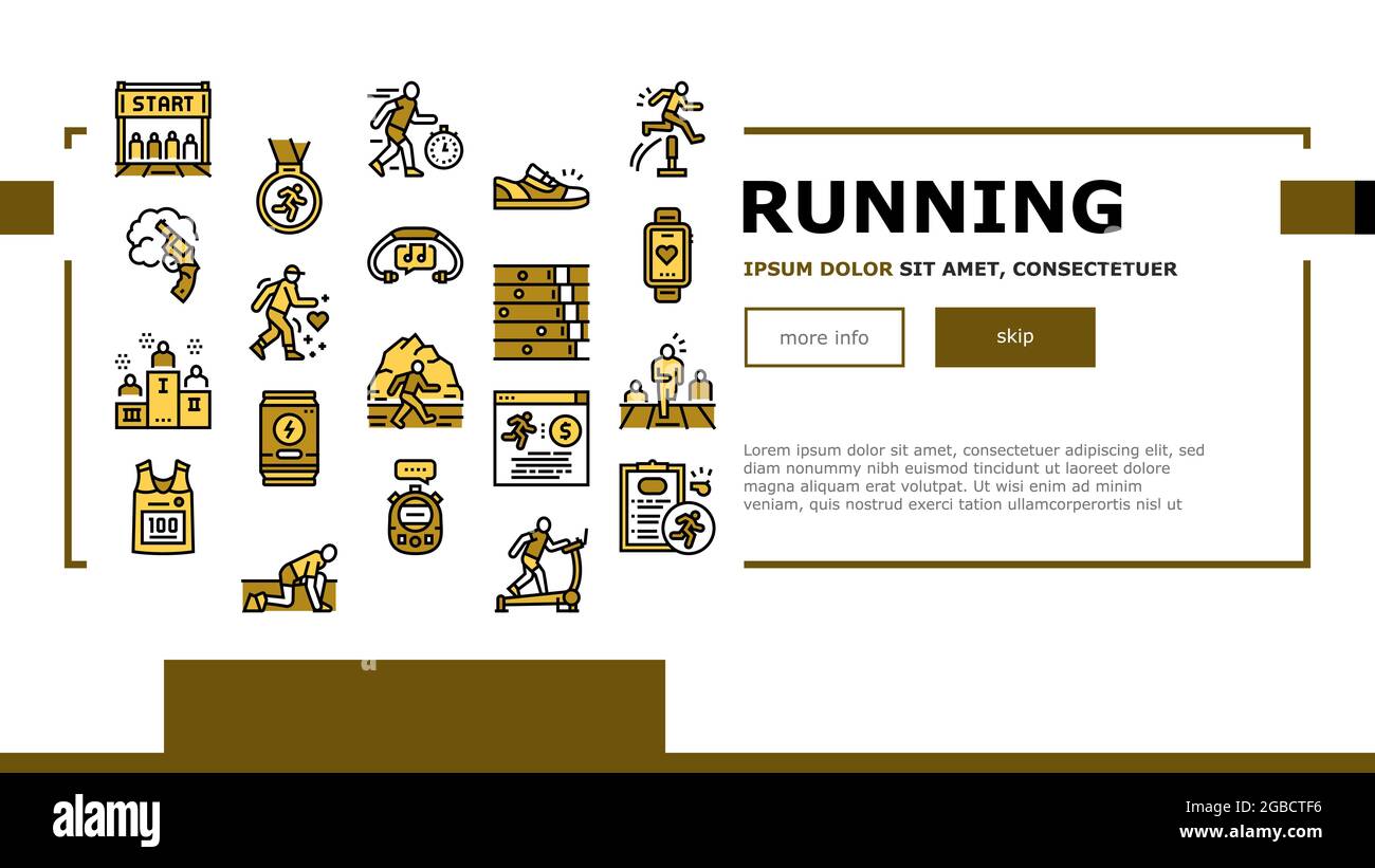 Running Athletic Sport Landing Web Page Header Banner Template Vector ...