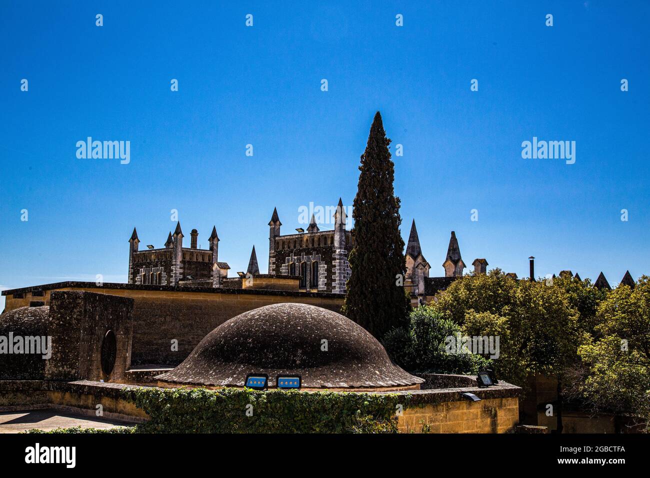 View of the upper part of the palace walls with exterior dome and ...