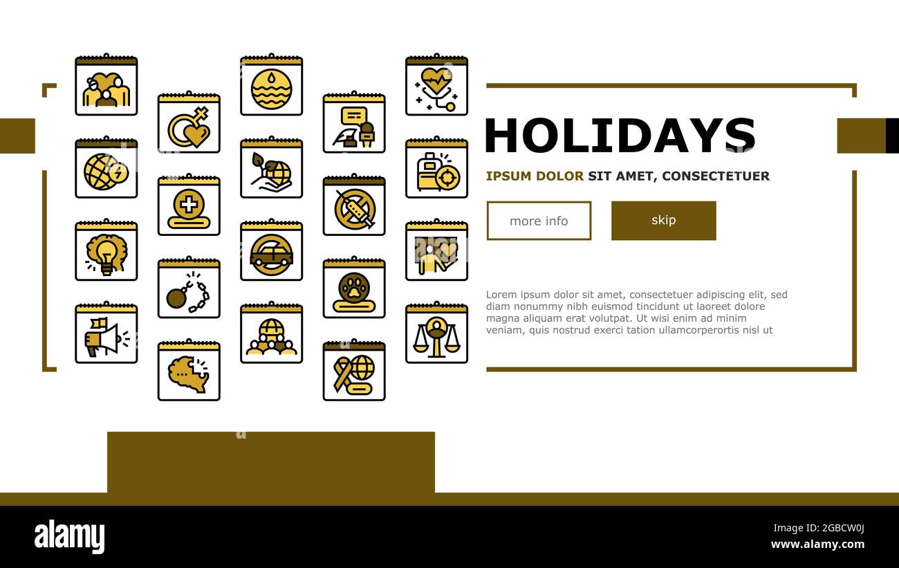 World Holidays Event Landing Web Page Header Banner Template Vector ...