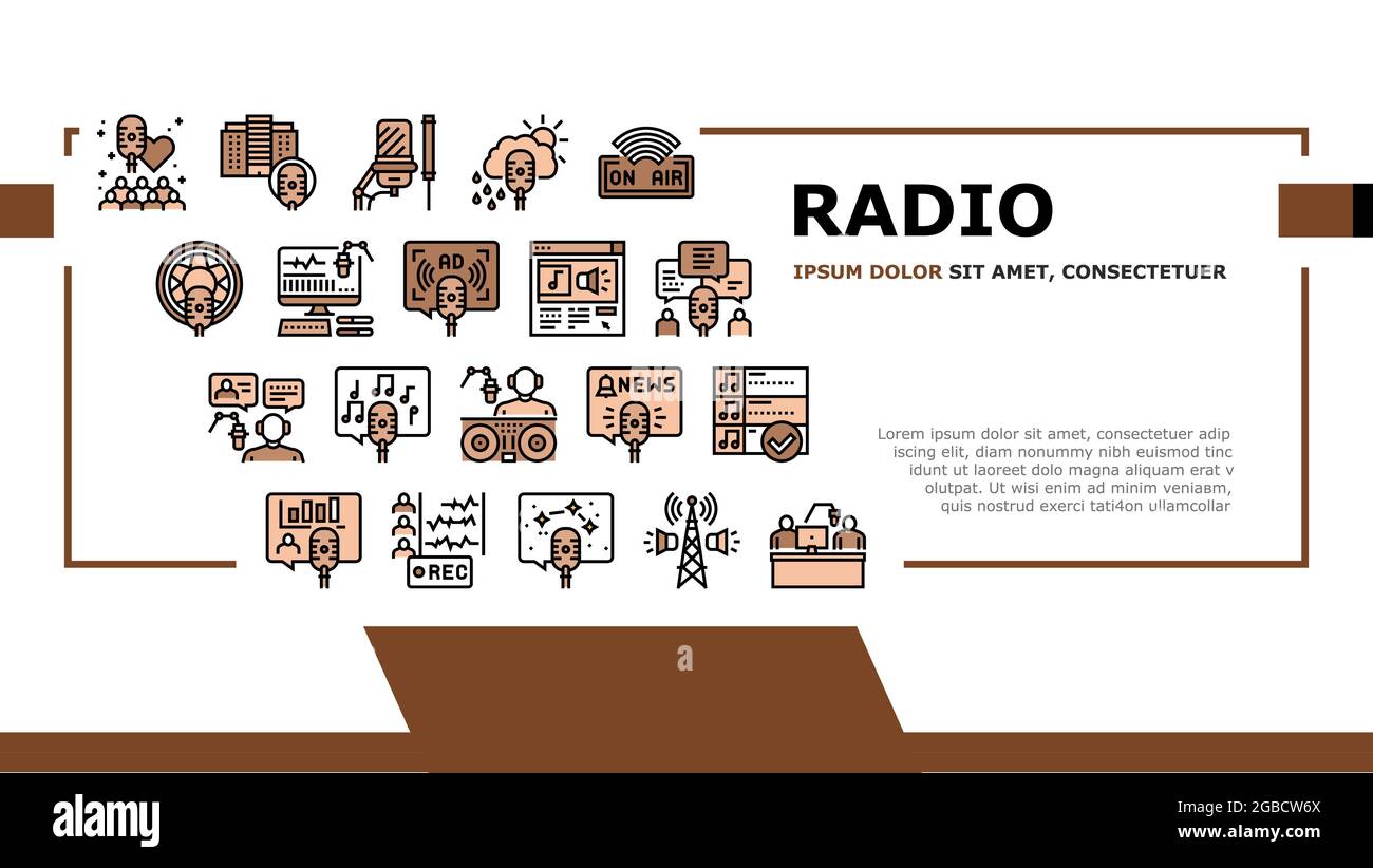 Radio Studio Podcast Landing Header Vector Stock Vector Image & Art - Alamy