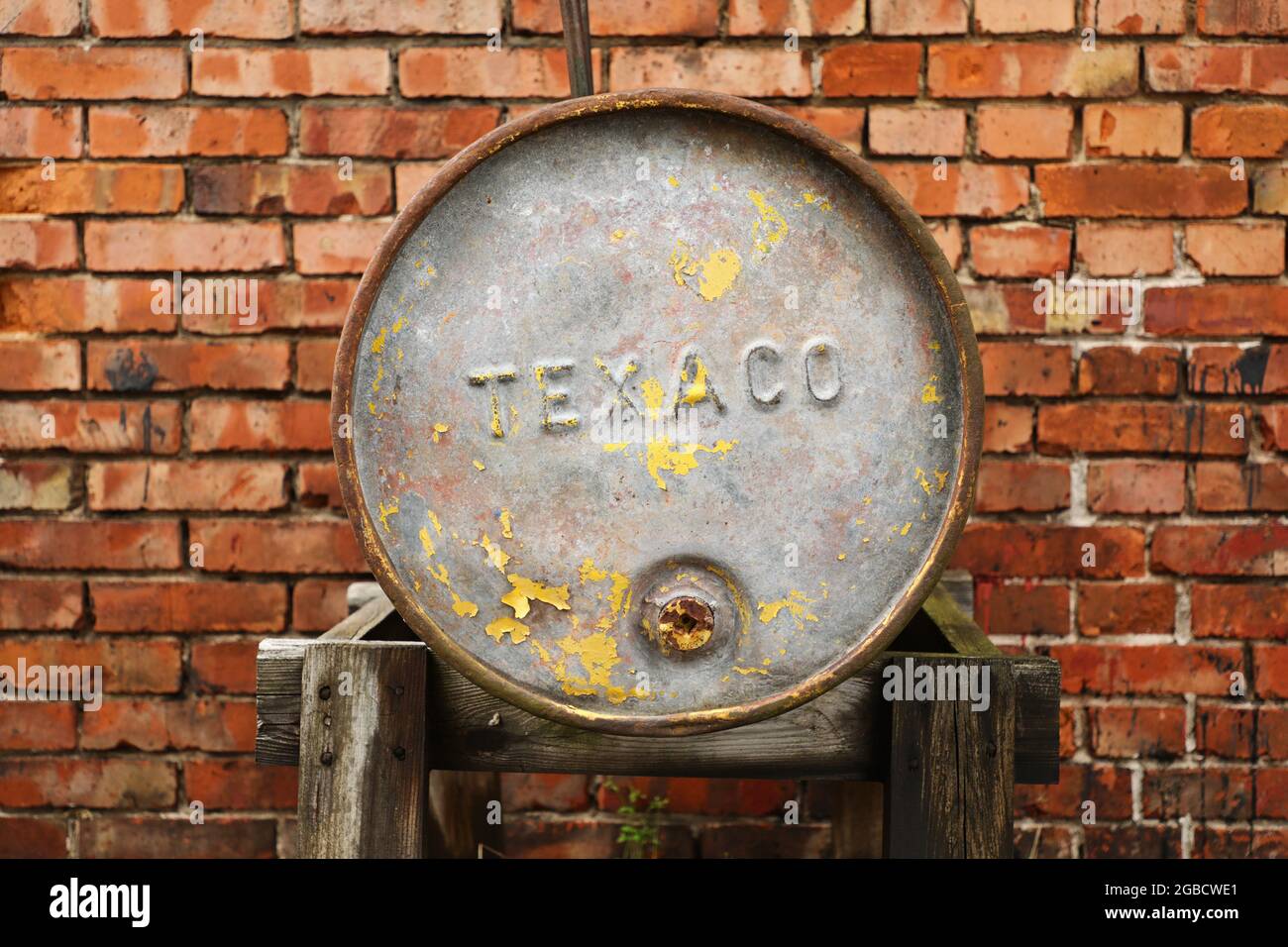 Texaco oil barrel at Forsvik's mill Stock Photo - Alamy