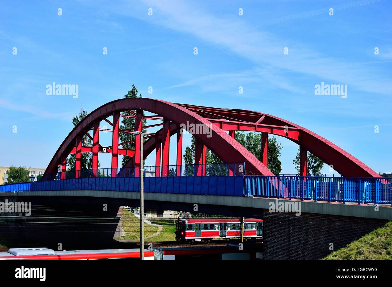 Road viaduct over the railroad tracks, transport. Summer Stock Photo ...