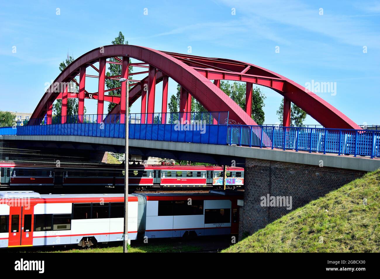 Road viaduct over the railroad tracks, transport. Summer Stock Photo ...