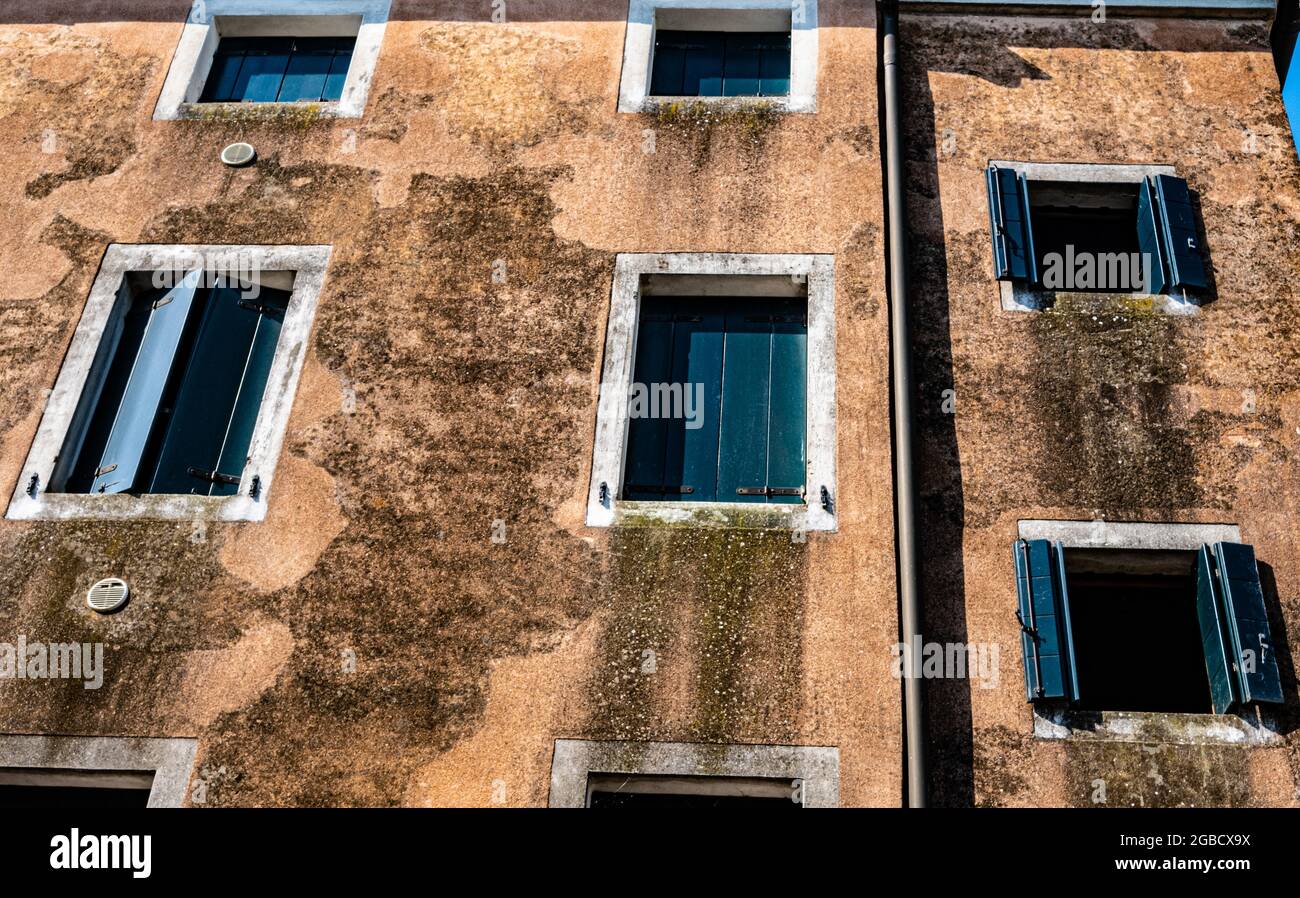 small ancient palace with windows in Dolo, Venice, Italy Stock Photo ...