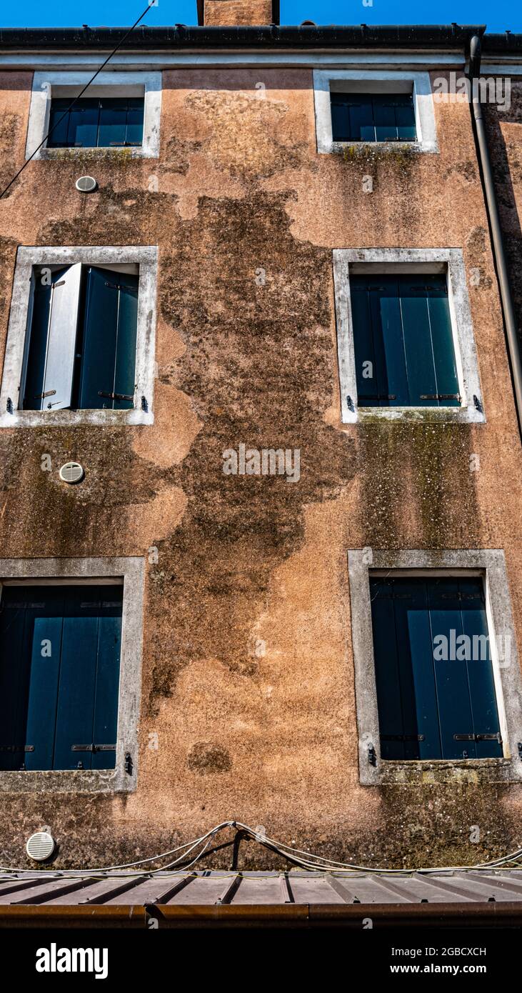 small ancient palace with windows in Dolo, Venice, Italy Stock Photo ...
