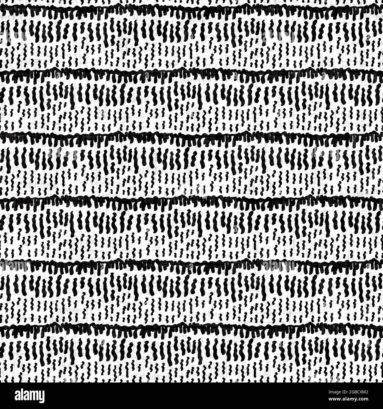 Seamless black white woven cloth stripe linen texture. Two tone ...