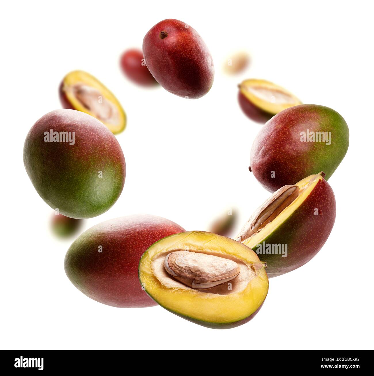 Ripe mangoes in the shape of a heart on a white background Stock Photo ...