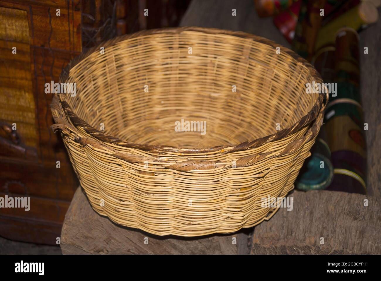 Basket with vegetable fiber Stock Photo - Alamy