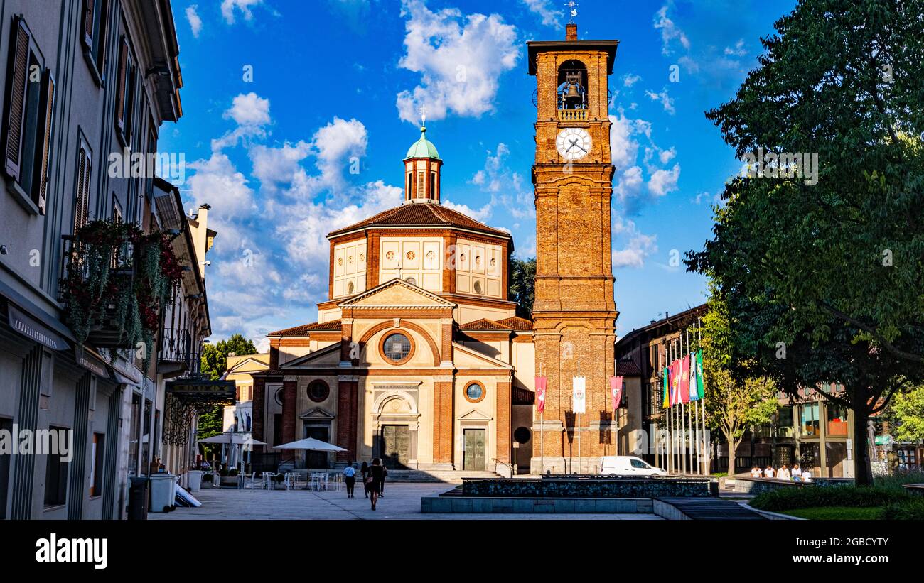 Legnano church, Milan, Lombardy, Italy. Bell tower and sky Stock Photo ...