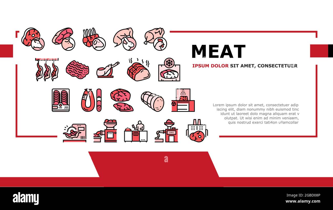 Meat Factory Product Landing Header Vector Stock Vector Image & Art - Alamy