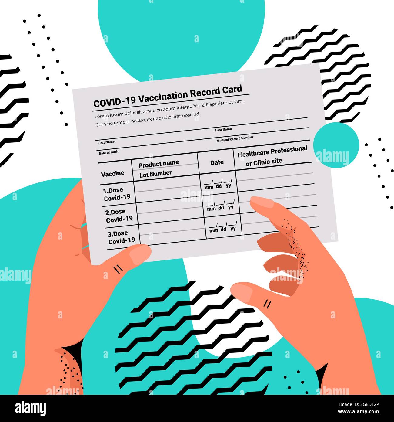 hands holding covid-19 vaccination record card global immunity passport ...