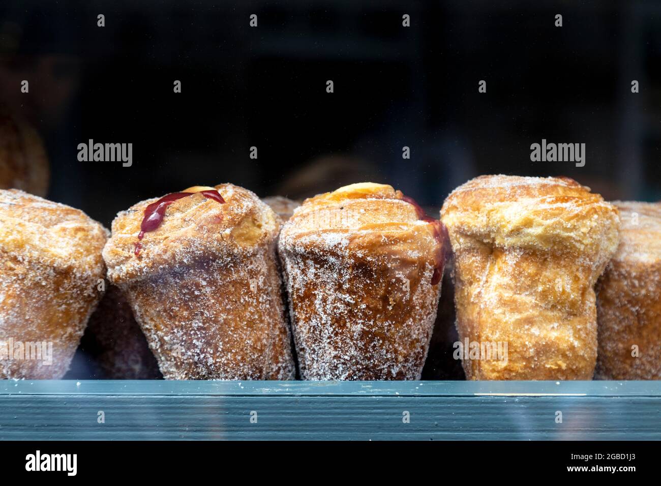 Burffins (combination of brioche and muffin) in the display window of ...