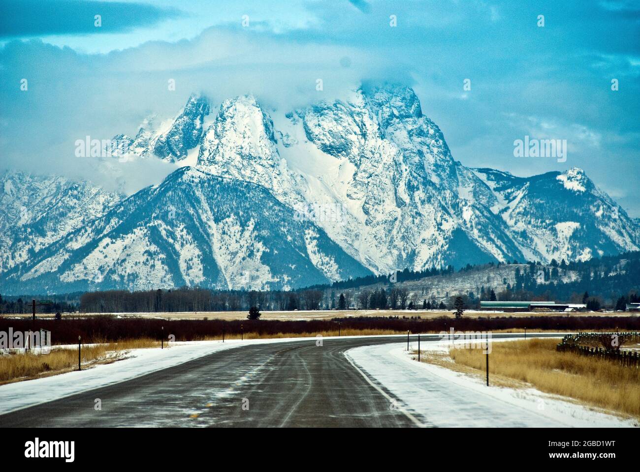 Snow-covered Grand Teton Peak, Grand Teton National Park, Wyoming Stock ...