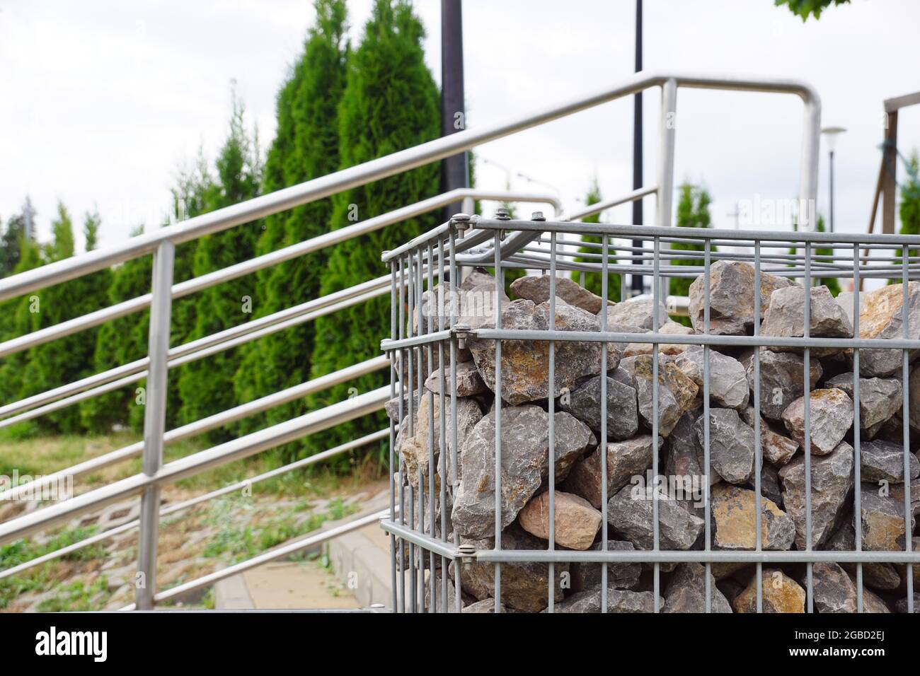 Gabions as architectural elements in combination with stainless steel ...