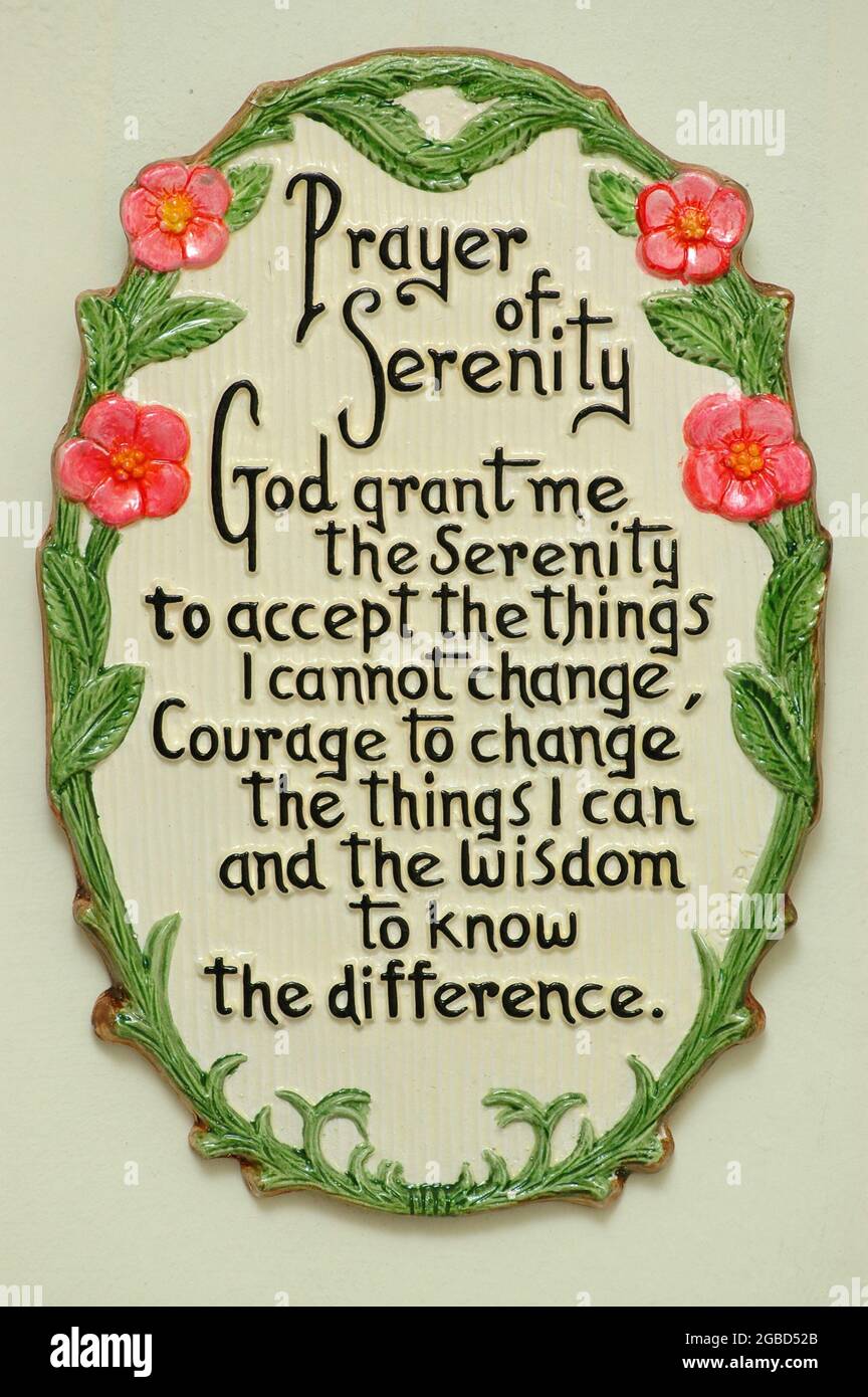 Plaque with Serenity Prayer engraved Stock Photo - Alamy